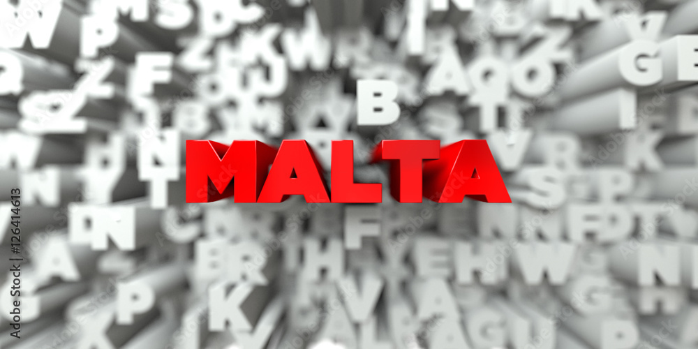 MALTA - Red text on typography background - 3D rendered royalty free ...