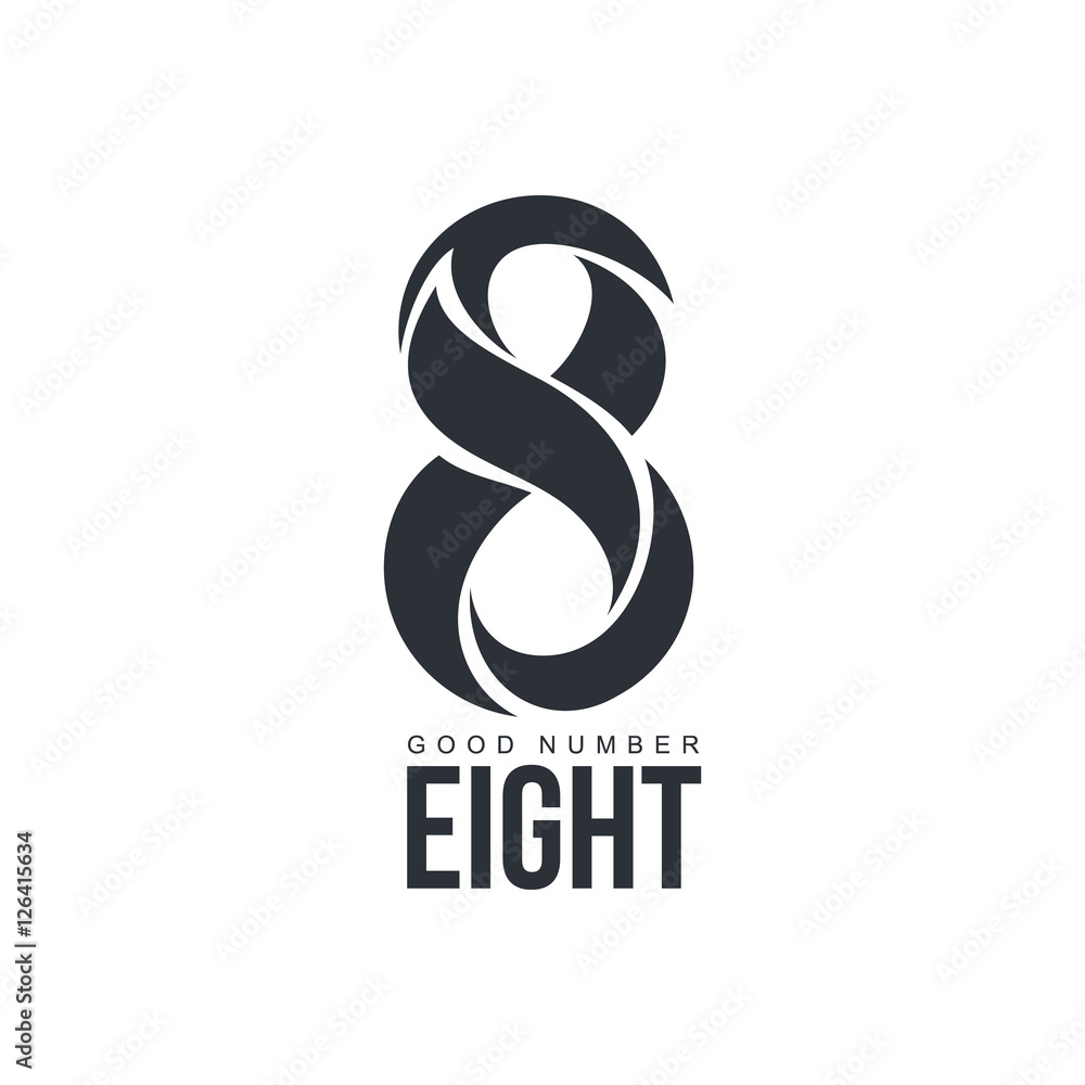 Black and white number eight logo template made of abstract shapes ...