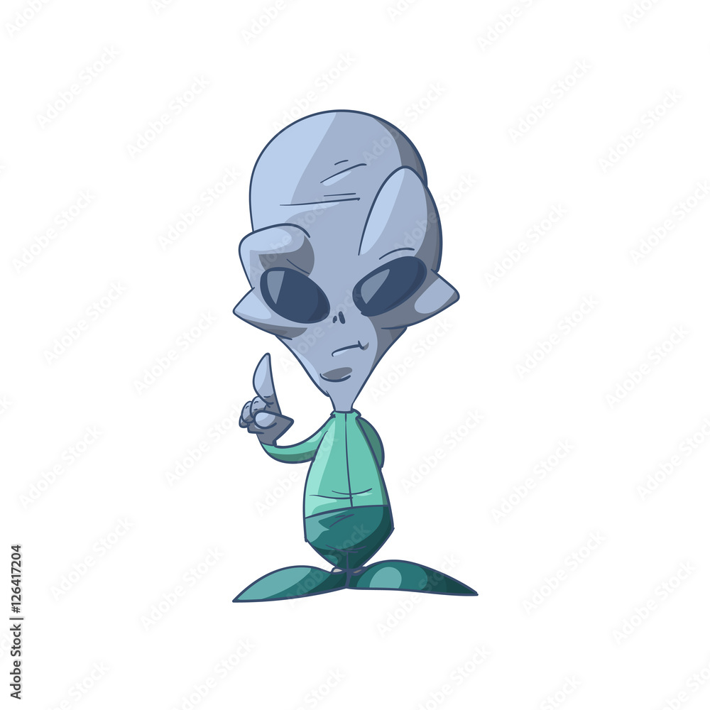 Colorful vector illustration of a cartoon grey Alien Stock Vector ...