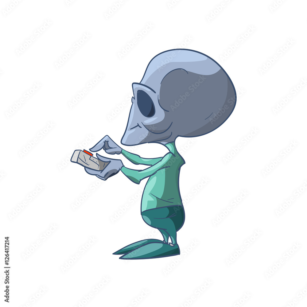 Colorful vector illustration of a cartoon grey Alien Stock Vector ...