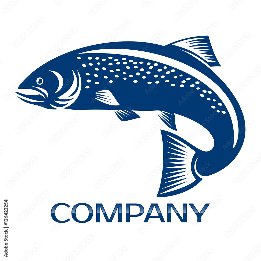 Salmon fish and fishing logo Stock Vector | Adobe Stock