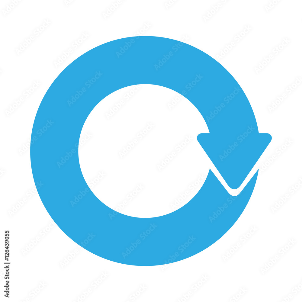 blue arrows in circle shape icon over white background. vector ...