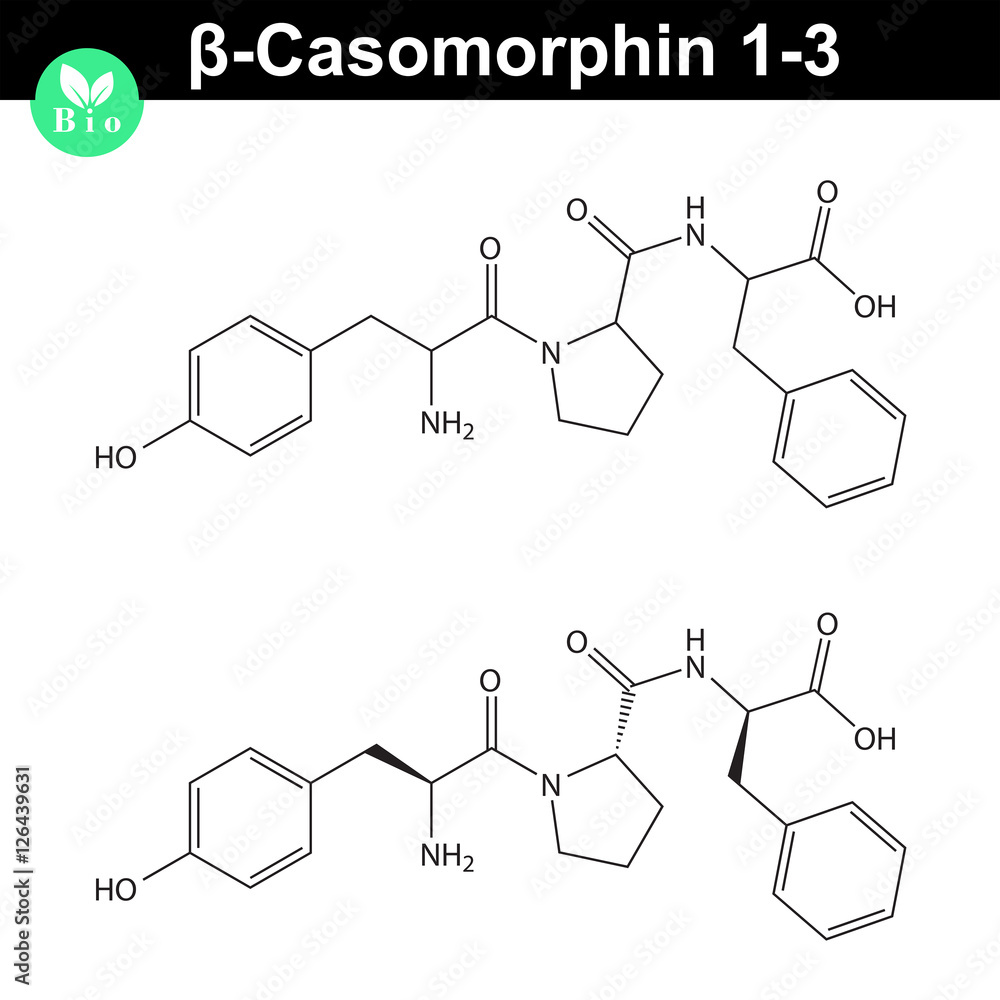 Beta Casomorphin 1-3 molecular structure, opioid peptide vector de ...