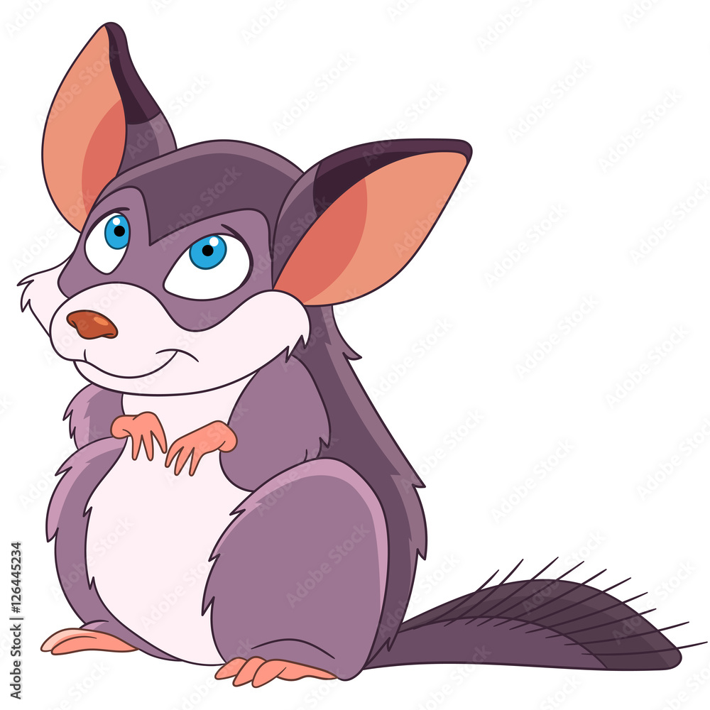 Cute and happy cartoon chinchilla animal, isolated on white background ...
