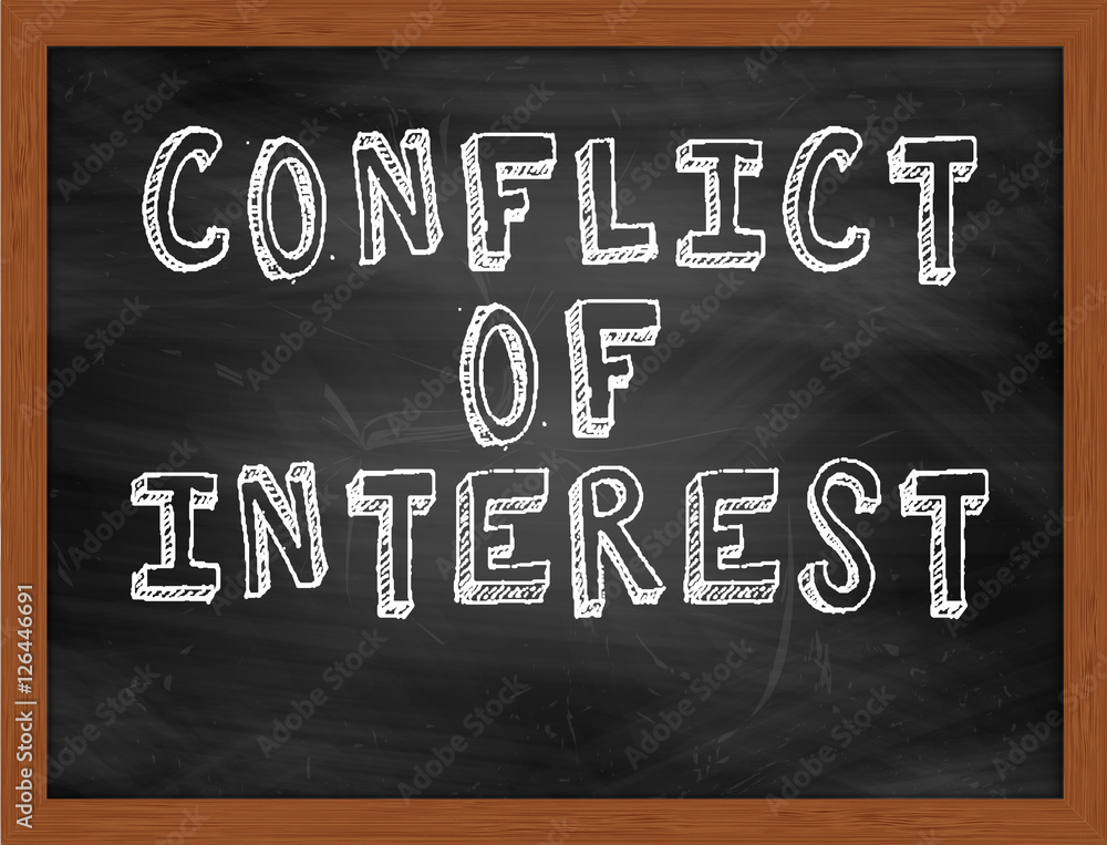 CONFLICT OF INTEREST handwritten text on black chalkboard Stock Photo ...
