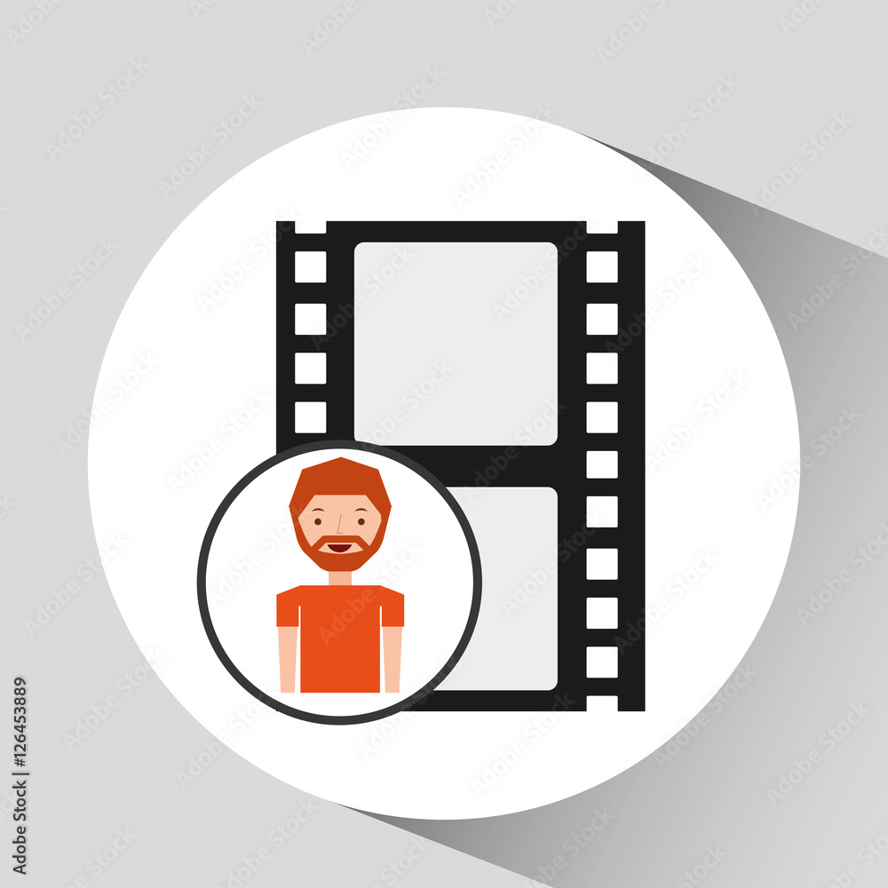 cartoon man icon film strip cinema graphic vector illustration eps 10 ...