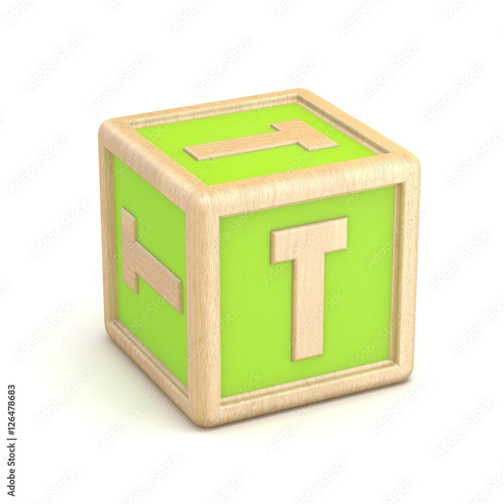 Letter T wooden alphabet blocks font rotated. 3D Stock Photo | Adobe Stock