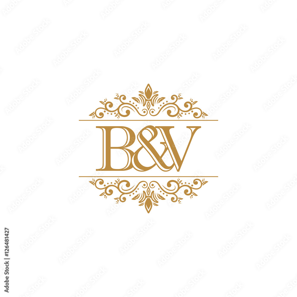 B&V Initial logo. Ornament gold Stock Vector | Adobe Stock