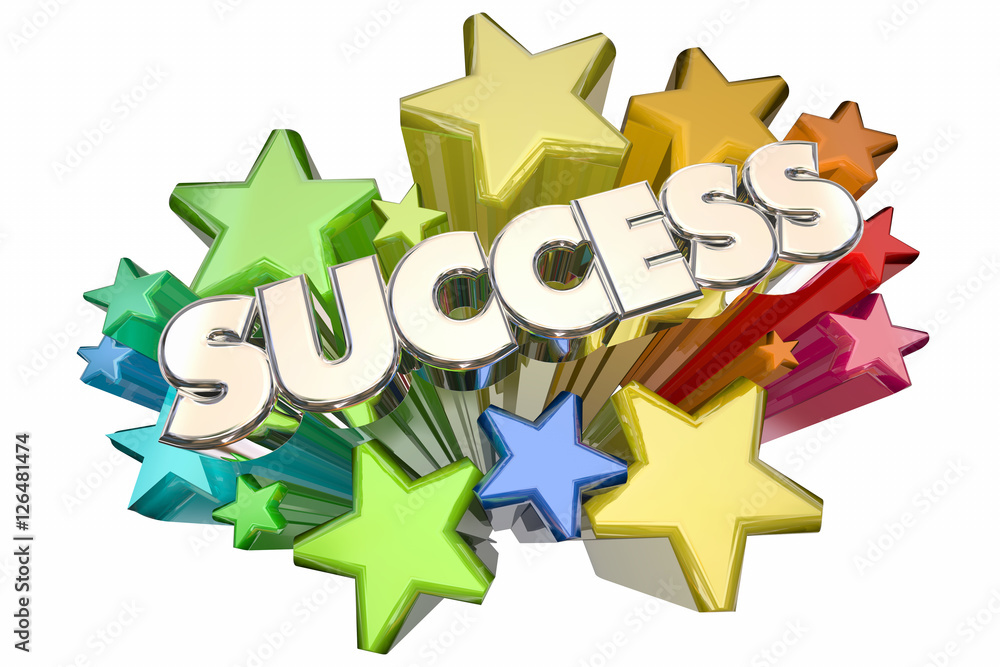 Success Stars Celebration Succeed Mission Goal 3d Illustration Stock ...