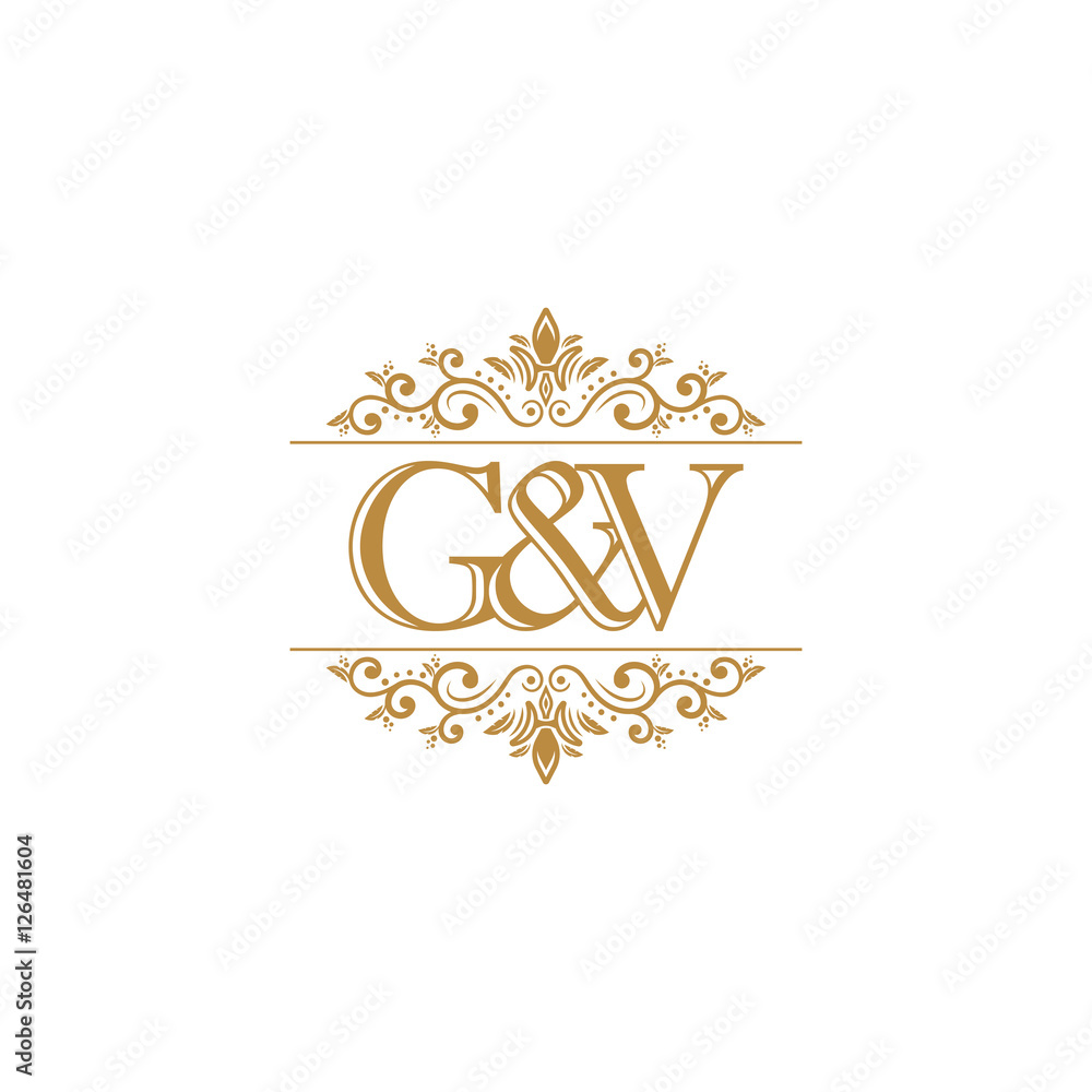 G&V Initial logo. Ornament gold Stock Vector | Adobe Stock