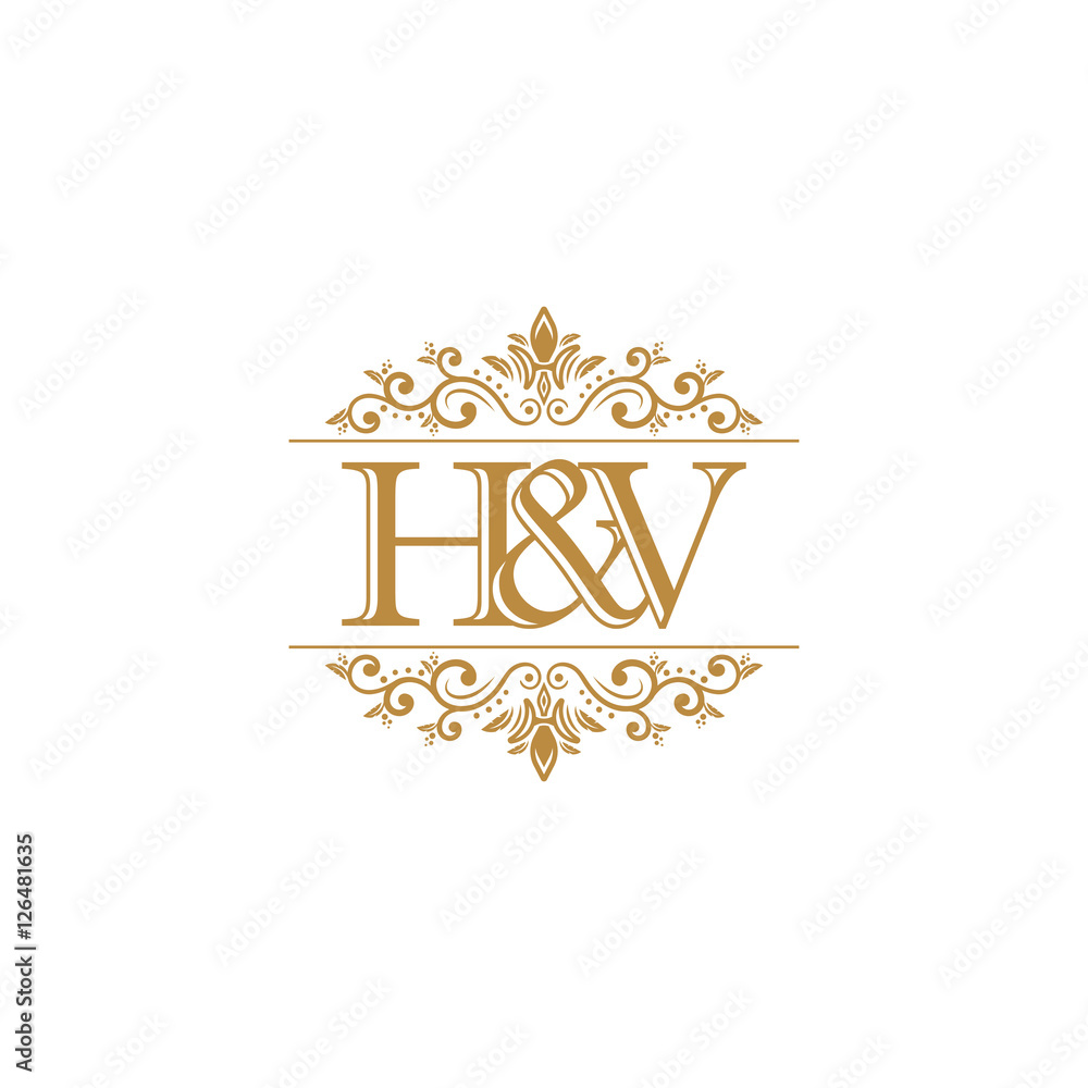 H&V Initial logo. Ornament gold Stock Vector | Adobe Stock