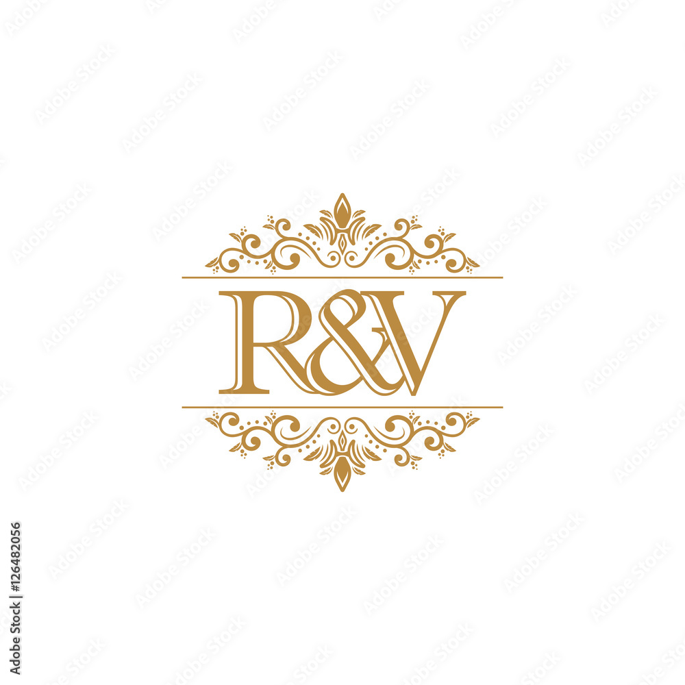 R&V Initial logo. Ornament gold Stock Vector | Adobe Stock