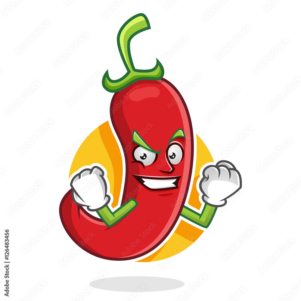 Strong chili pepper mascot, chili pepper character, chili pepper ...