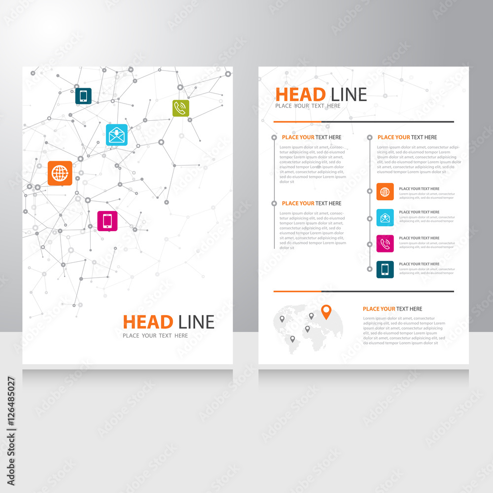 Vector internet communication Brochure Flyer design template with ...