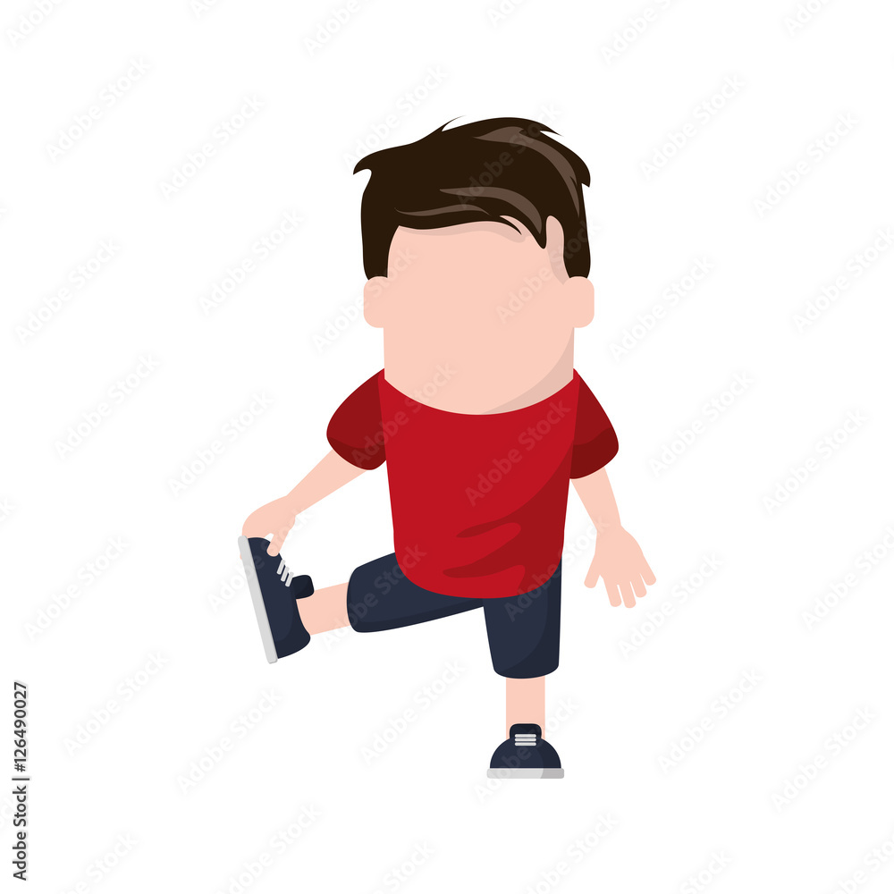 Man cartoon stretching icon. Fitness gym bodybuilding bodycare and fit ...