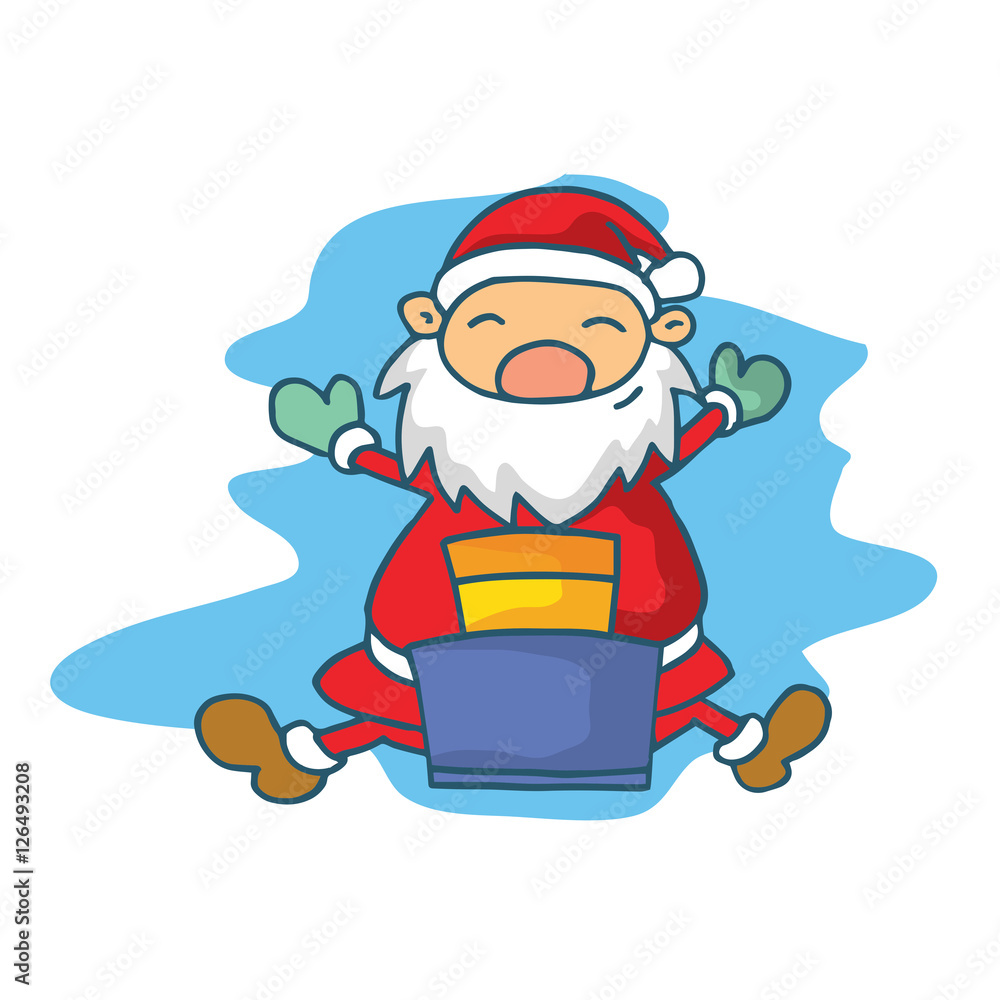 Santa Claus with gift very happy Stock Vector | Adobe Stock