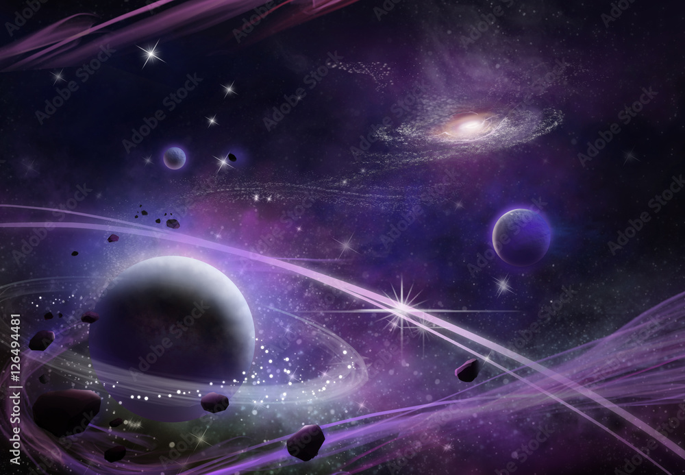 Fantastic and Exotic Star Field. Video Game's Digital CG Artwork ...