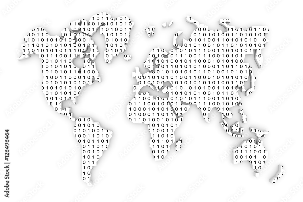 binary code world map 3d illustration Stock Illustration | Adobe Stock