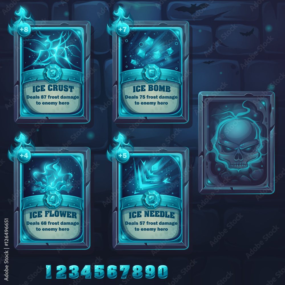 Set spell cards of ice school Stock Vector | Adobe Stock