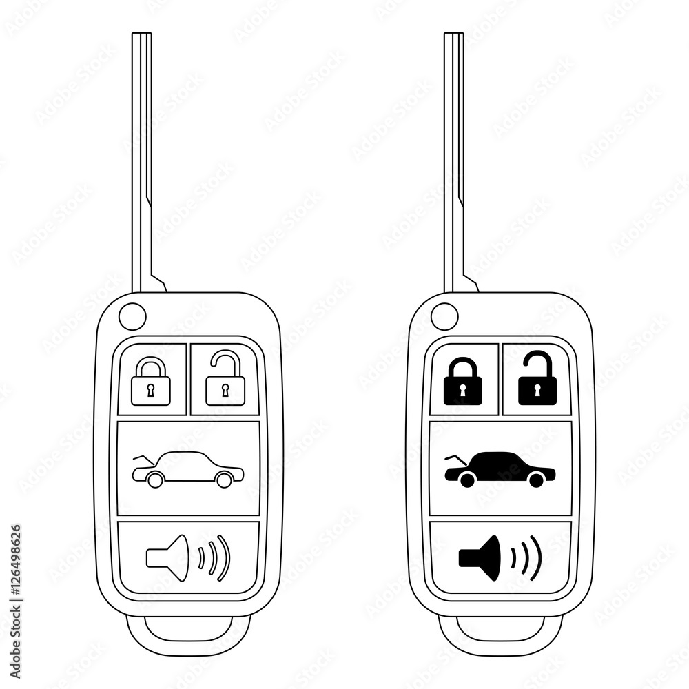Car key outline Stock Vector | Adobe Stock
