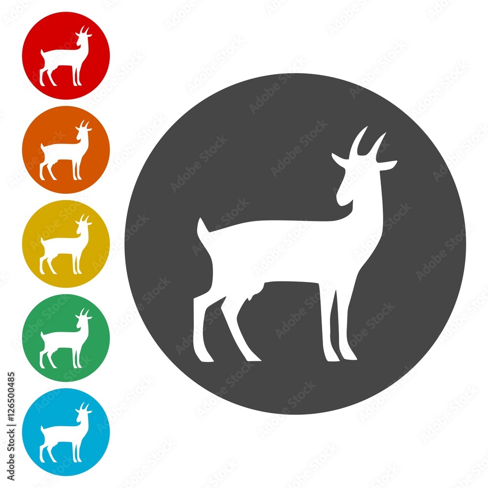 Goat icons set Stock Vector | Adobe Stock