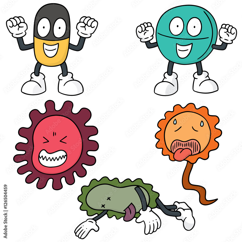vector set of bacteria and antibiotics Stock Vector | Adobe Stock