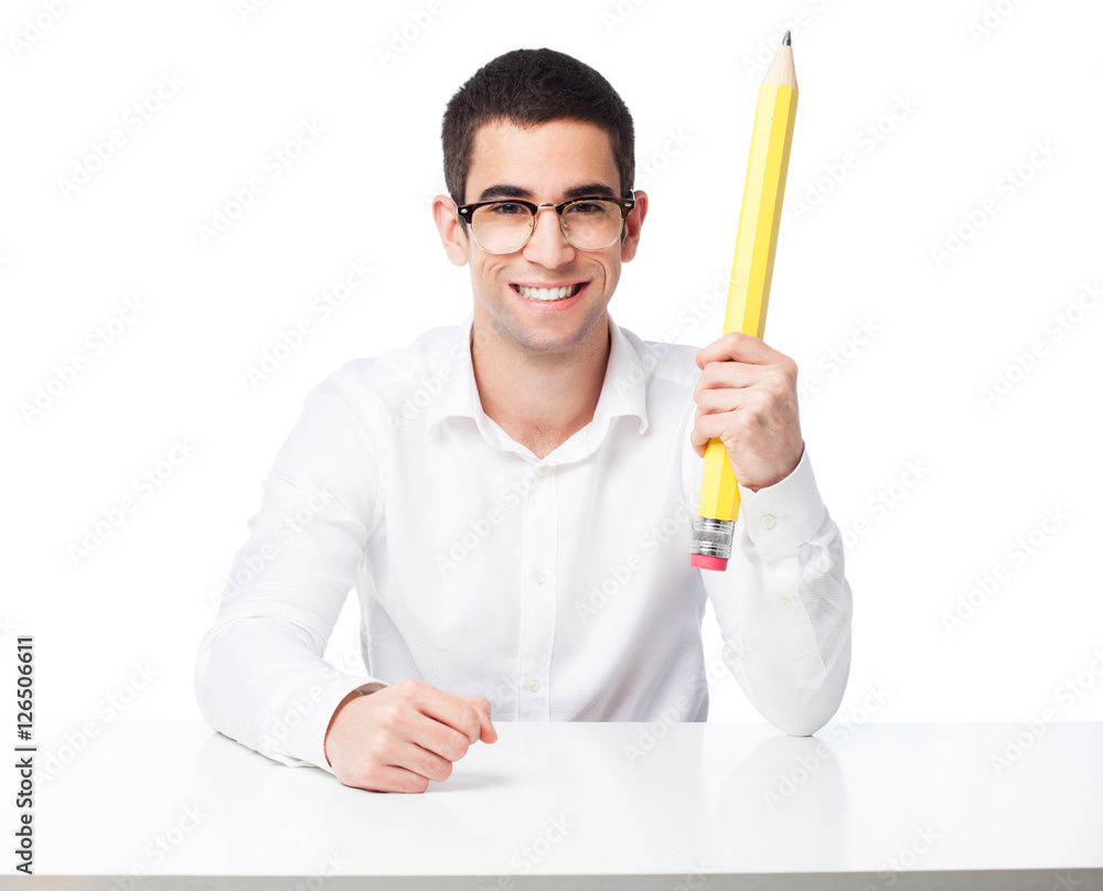 young man with pencil Stock Photo | Adobe Stock