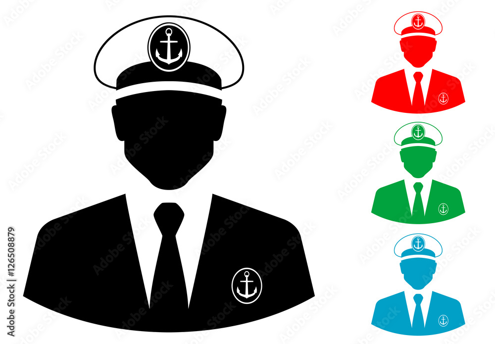 Icono plano silueta capitan barco varios colores Stock Vector | Adobe Stock