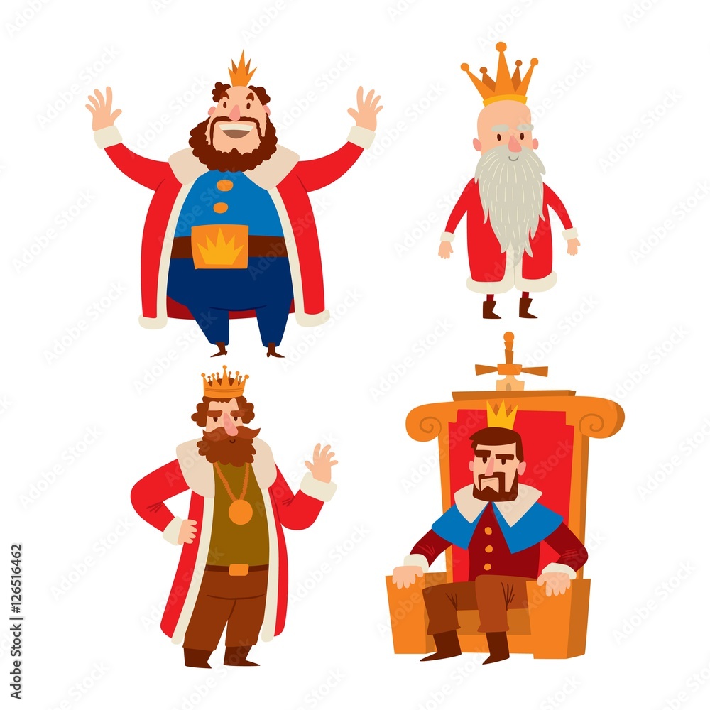 Kings cartoon vector set. Stock Vector | Adobe Stock