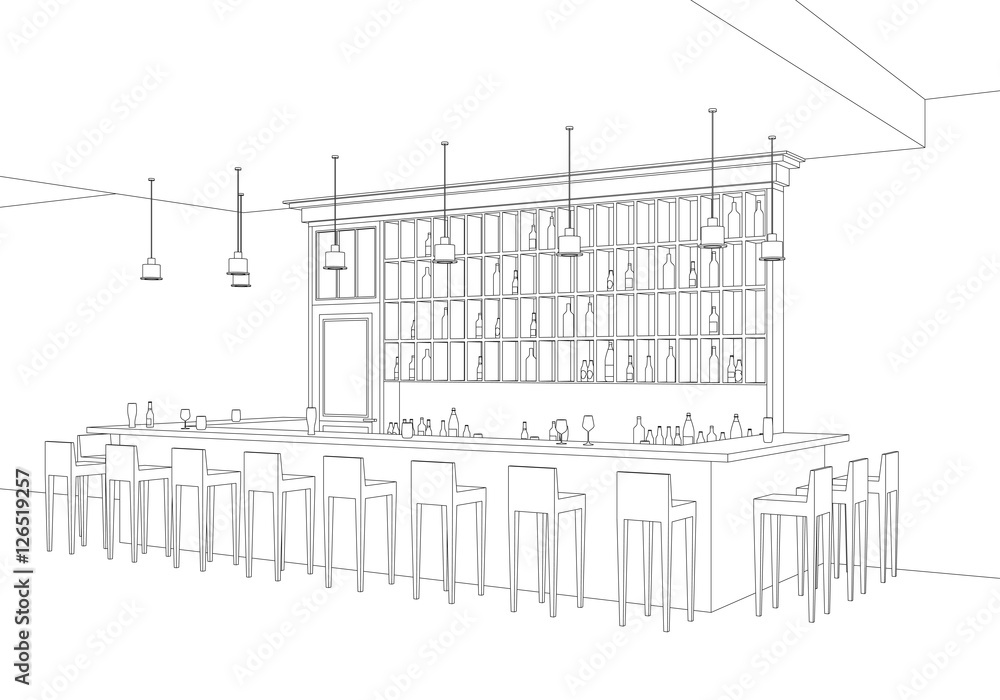 Bar line interior. Stock Vector | Adobe Stock