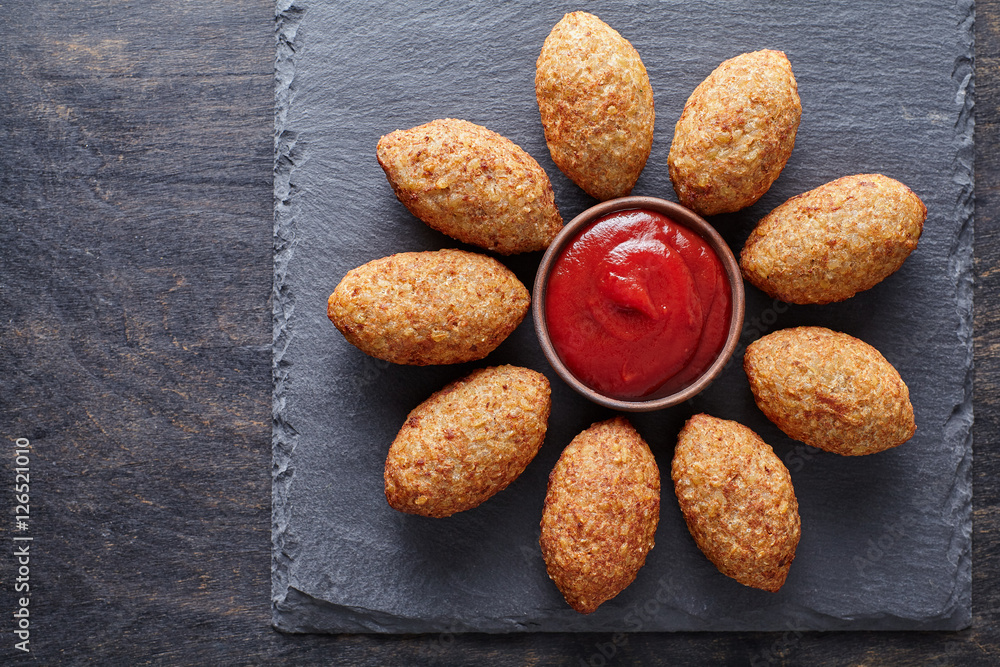 Kibbeh homemade middle eastern beef, lamb, goat or camel meat stuffed ...