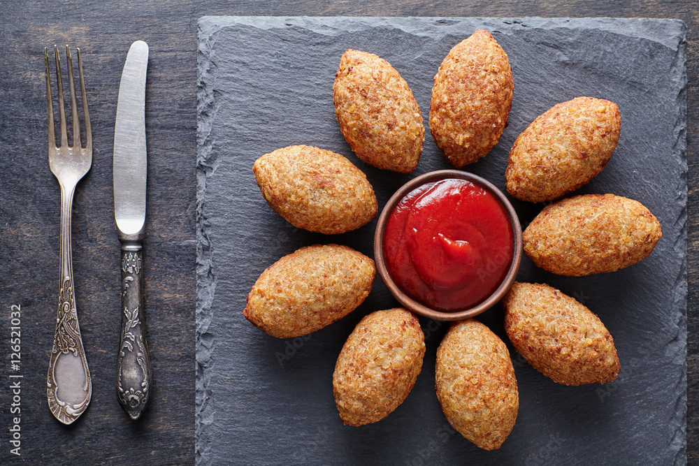 Kibbeh traditional Levantine middle eastern beef, lamb, goat or camel ...
