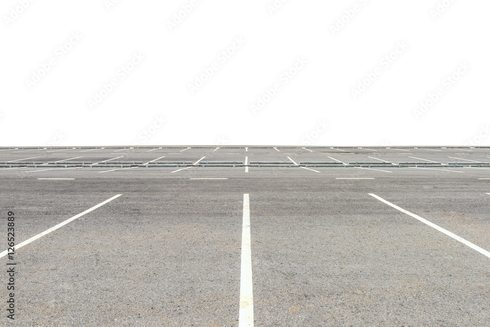 Empty parking lot isolated on white background. This has clipping path ...