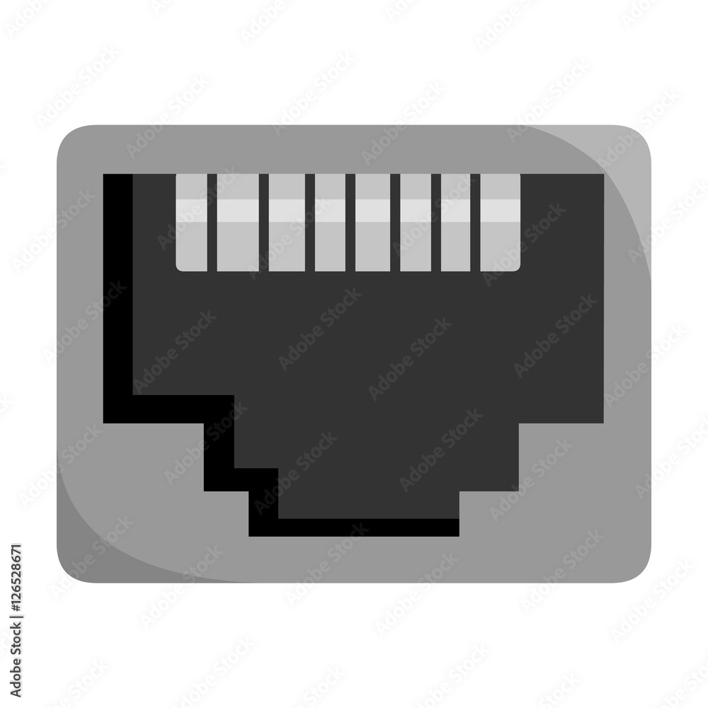 LAN port icon in monochrome style isolated on white background ...