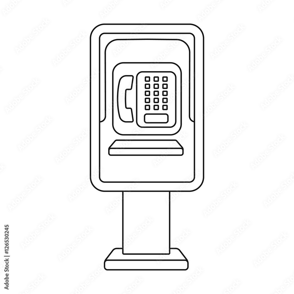 Payphone icon in outline style isolated on white background. Park ...