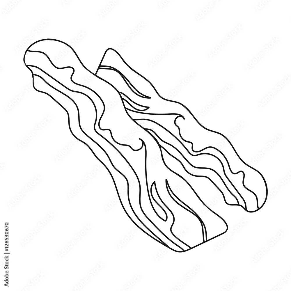 Bacon icon in outline style isolated on white background. Meats symbol ...