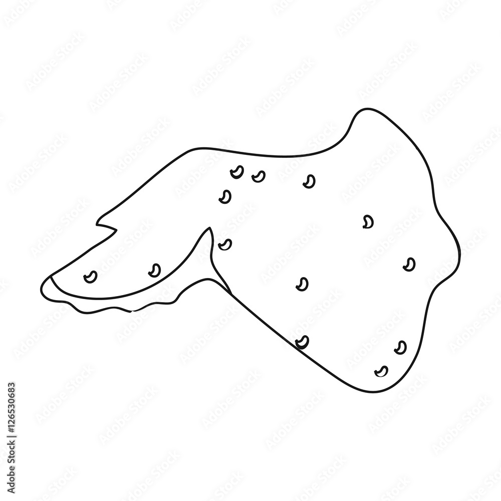 Chicken wing icon in outline style isolated on white background. Meats ...