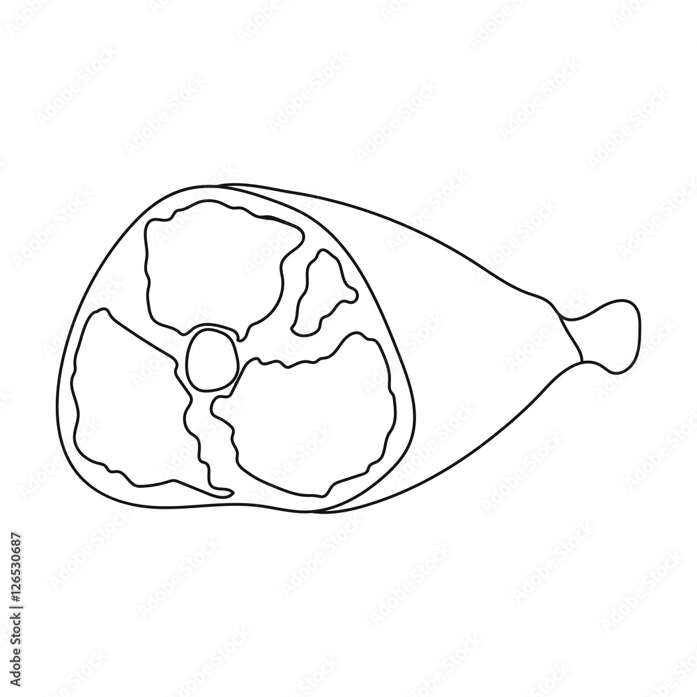 Ham icon in outline style isolated on white background. Meats symbol ...