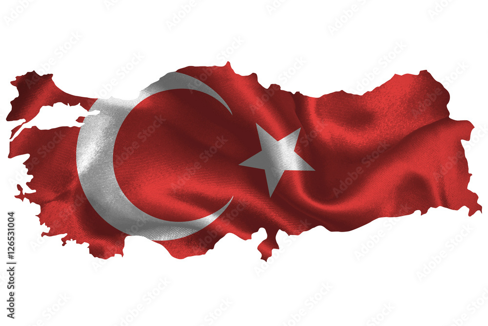 Map of Turkey with national flag on fabric surface. Stock Photo | Adobe ...