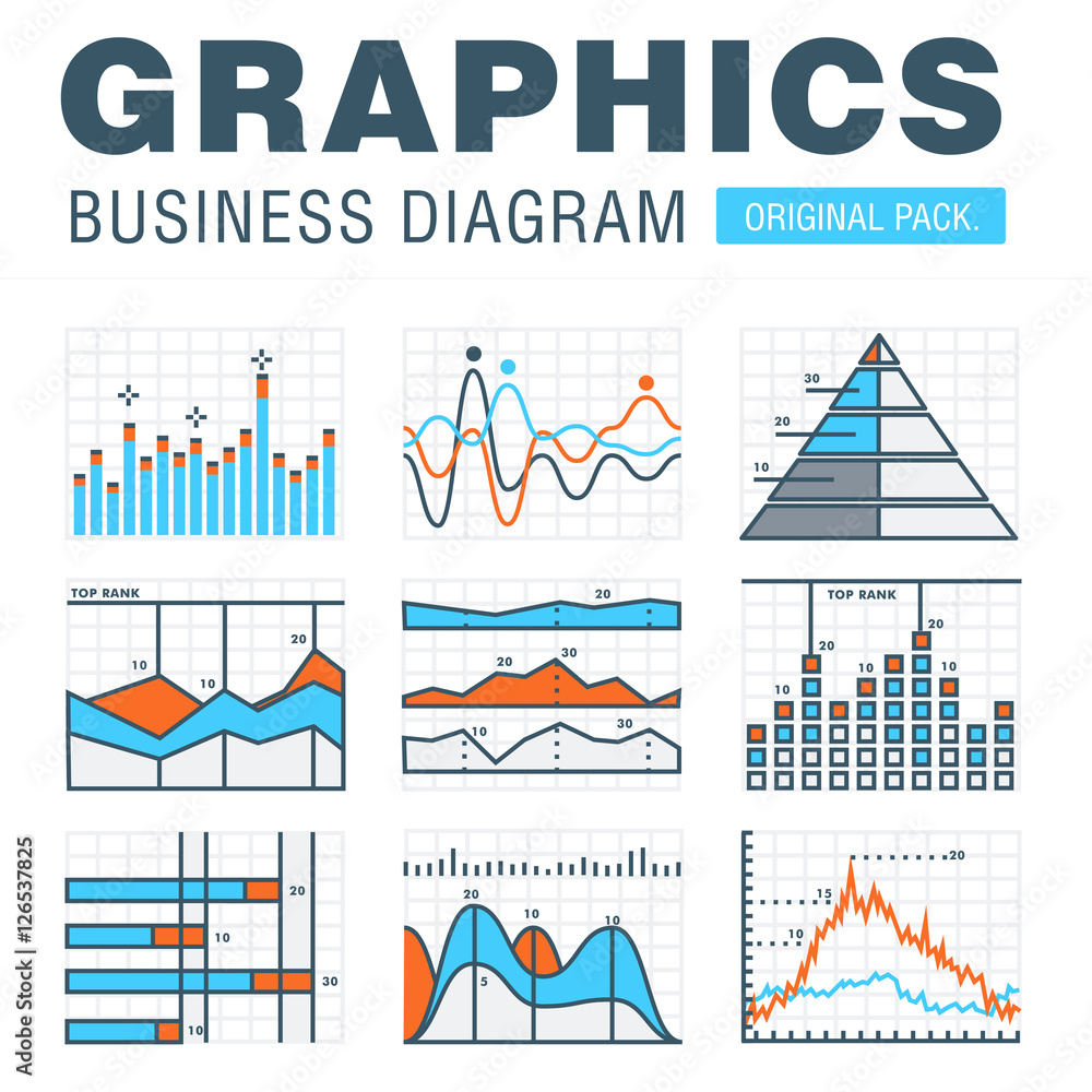 Business graphics of modern office industry. Thin line diagram concept ...