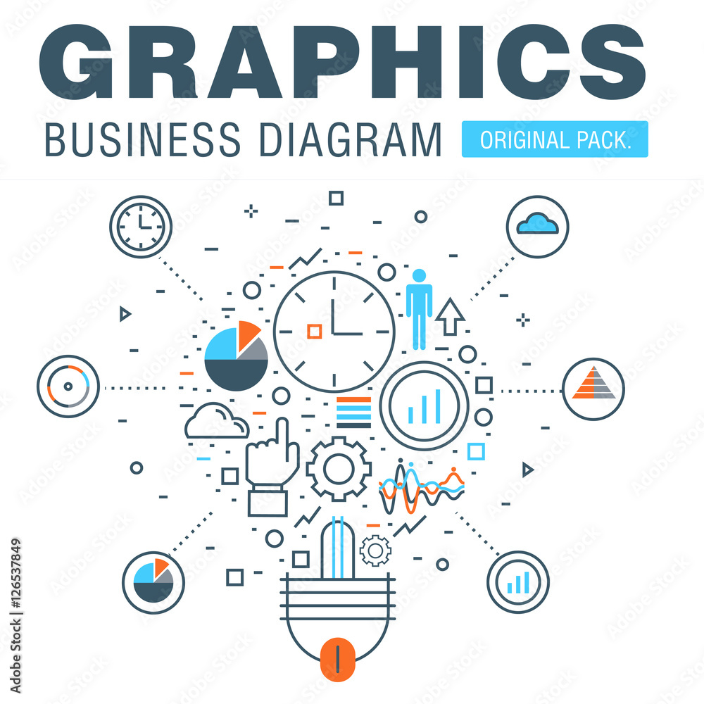Business graphics of modern office industry. Thin line diagram concept ...