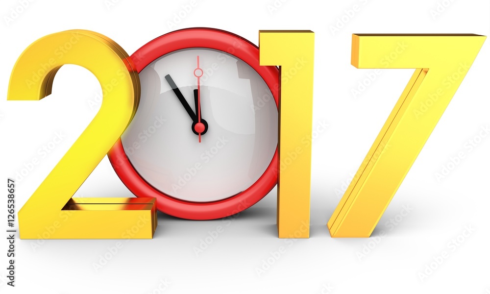 happy new year 2017 text with clock | Uwalls.co.uk