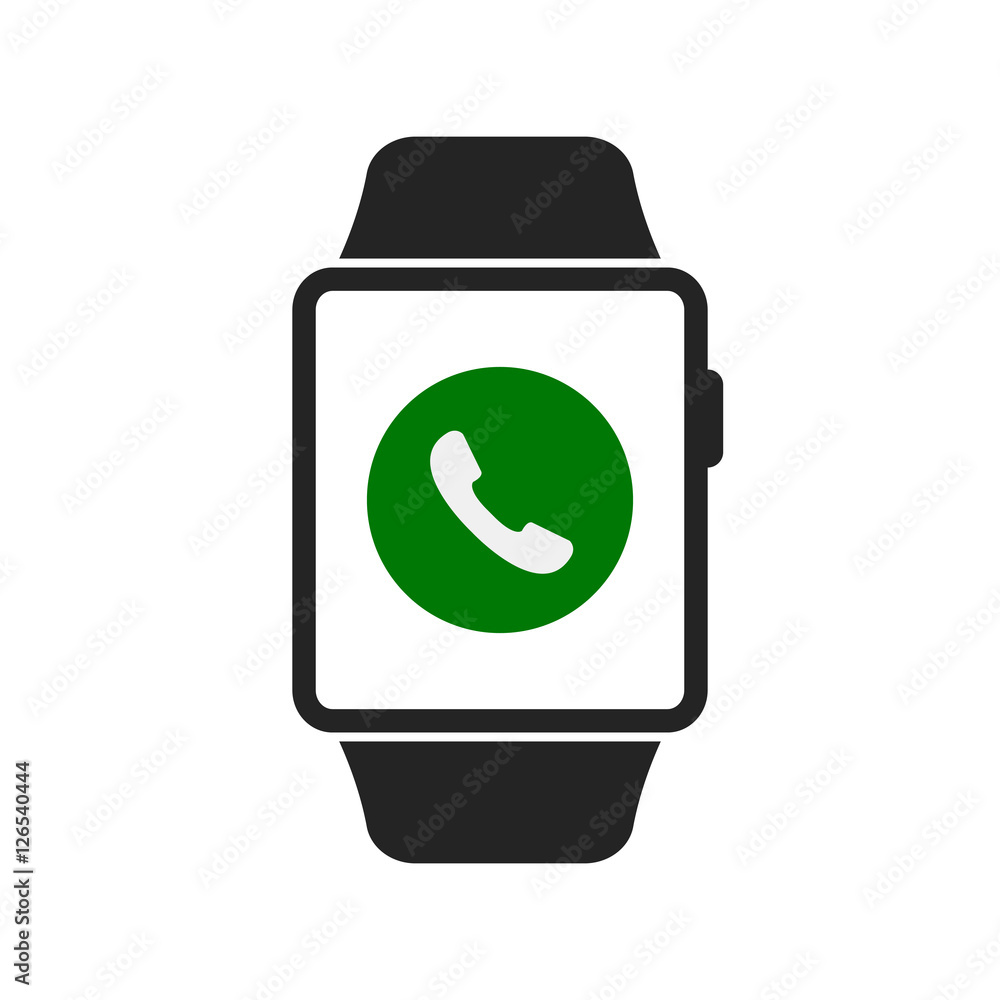 Smart watch icon with call phone symbol. Vector isolated illustration ...