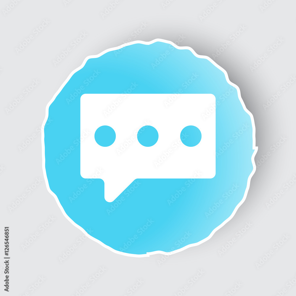 Blue app button with Message icon on white. Stock Vector | Adobe Stock