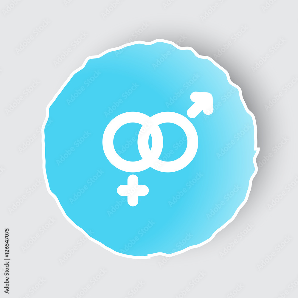 Blue app button with Gender icon on white. Stock Vector | Adobe Stock