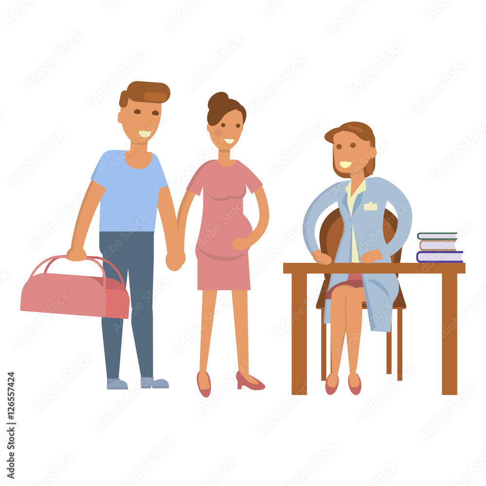 The process of giving birth concepts set. Woman during childbirth ...