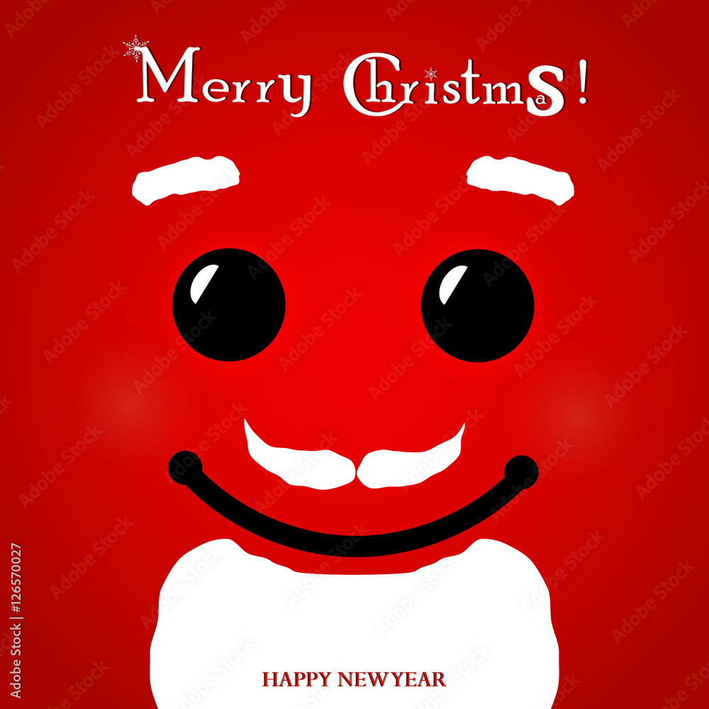Christmas Smiley face with Moustache and beard. Merry Christmas. Happy ...