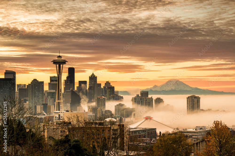 Kerry Park Sunrise Stock Photo | Adobe Stock