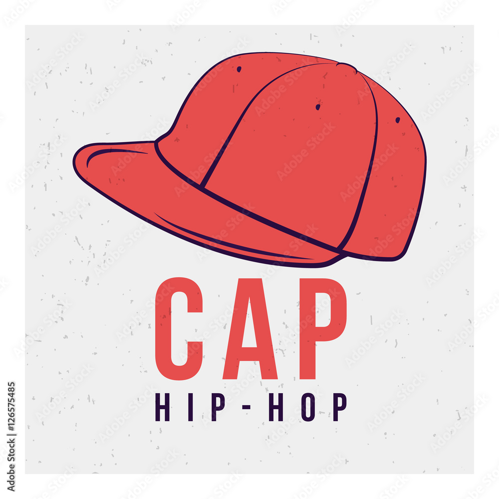 Red cap on a gray background and the words hip-hop. Vector image ...