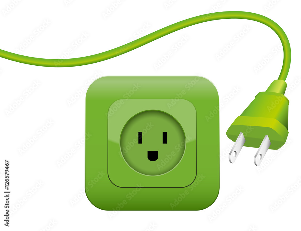 Green plug and socket - clean eco power - green energy - NEMA connector ...